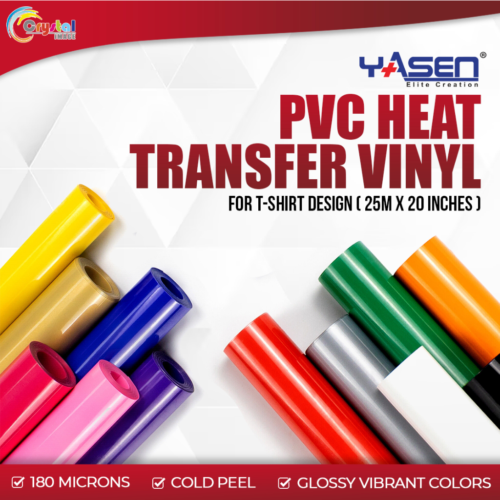 Yasen Heat Transfer Vinyl (25M x 20 Inches) 1 Roll Rubberized PVC Transfer Vinyl | Cold Peel HTV ...