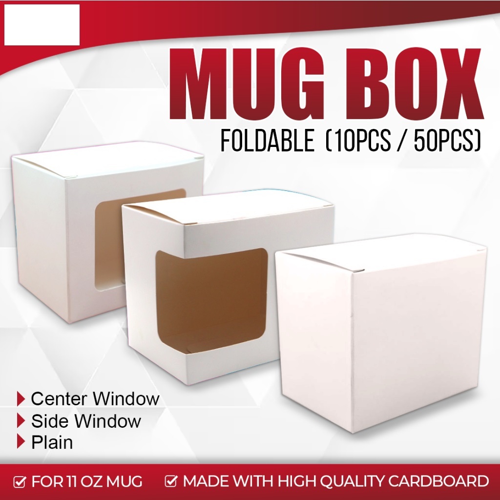 Window Mug Box Side Center Mug Box White Gift Box Packaging Box Square ...