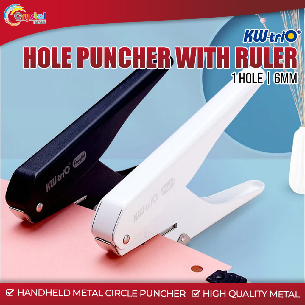 KW-TRIO Hole Puncher 6mm with Ruler Handheld Metal Circle Puncher ...