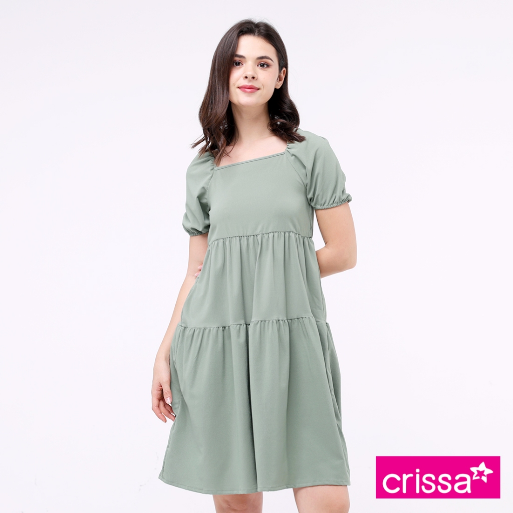 Crissa Georgette Line Short Sleeves Dress CSDT29-0100 | Shopee Philippines