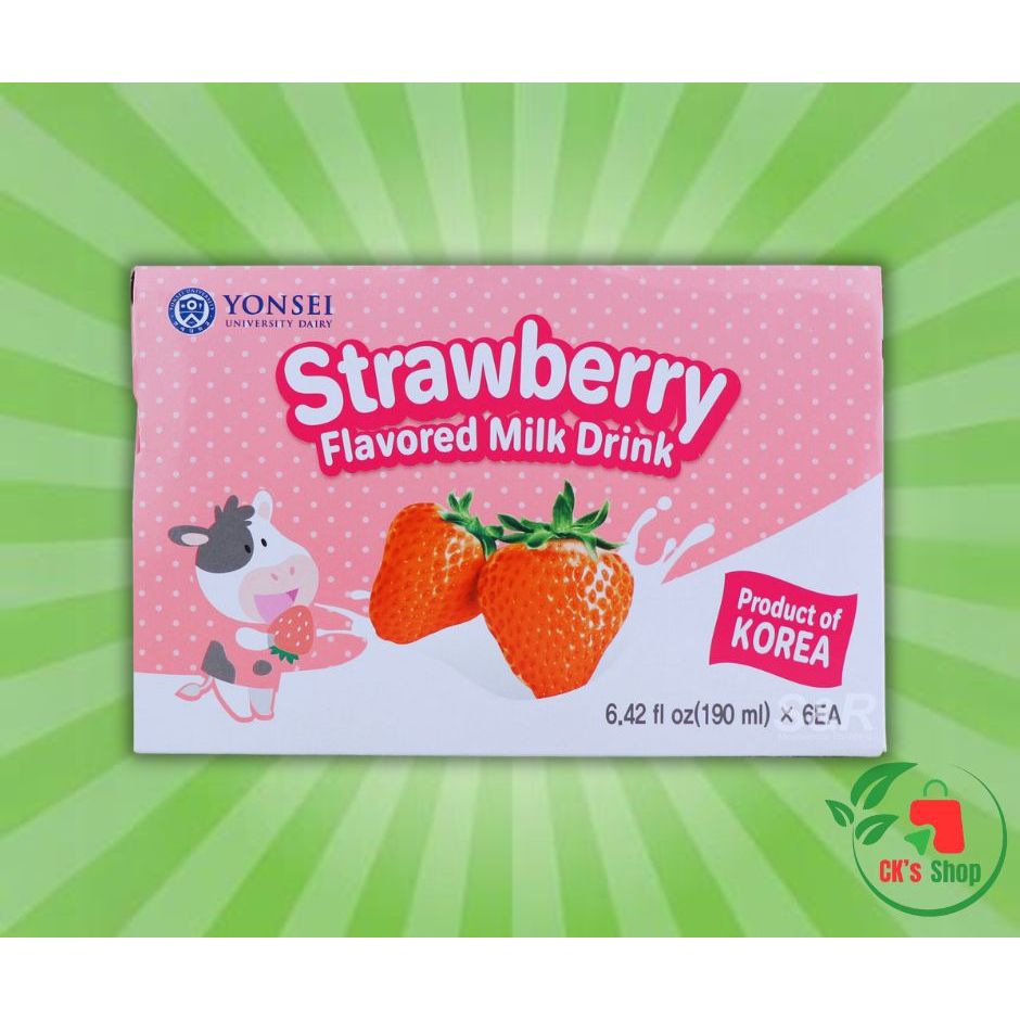 Yonsei Strawberry Flavored Milk Drink 190ml x 6 | Shopee Philippines