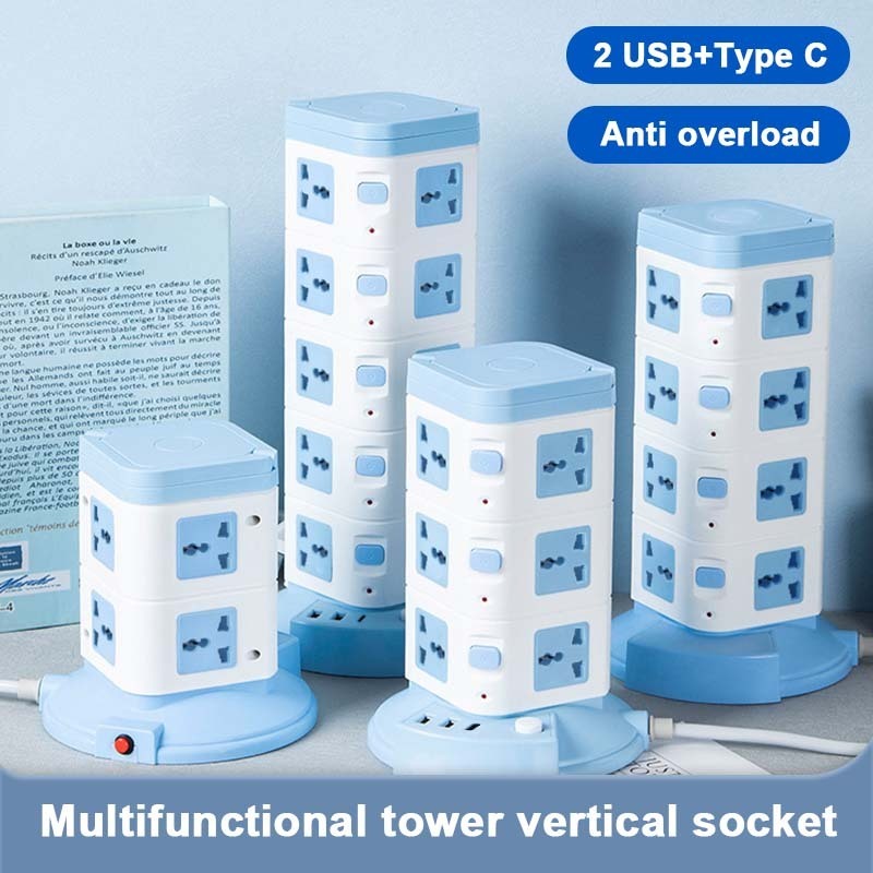 Power T02U/3U/4U Tower Socket Vertical Socket Multi-functional 2 USB ...