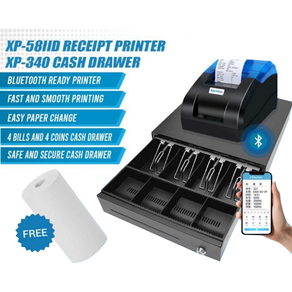 Combo Set Thermal Cash Receipt POS Mini Printer (BLUETOOTH+USB) 58mm ...