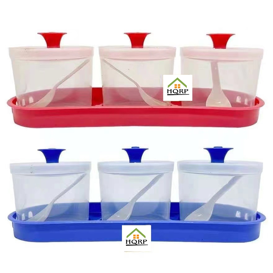 Plastic Pull Lock Canisters 3-pack With Teaspoons Included Sugar Spice ...