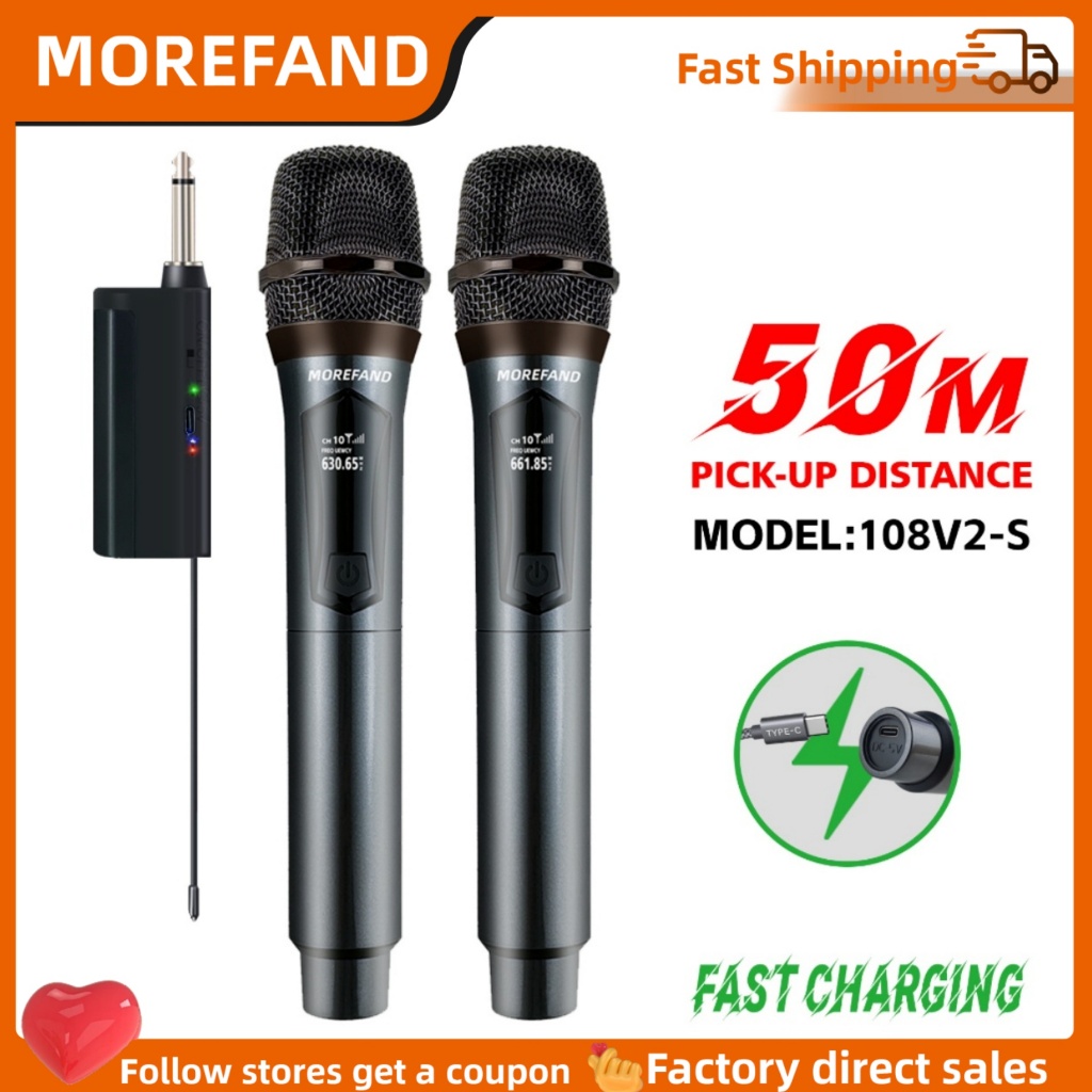 Wireless Microphone 108V1-S/108V2-S UHF charging microphone 1280mA rechargeable lithium battery ...