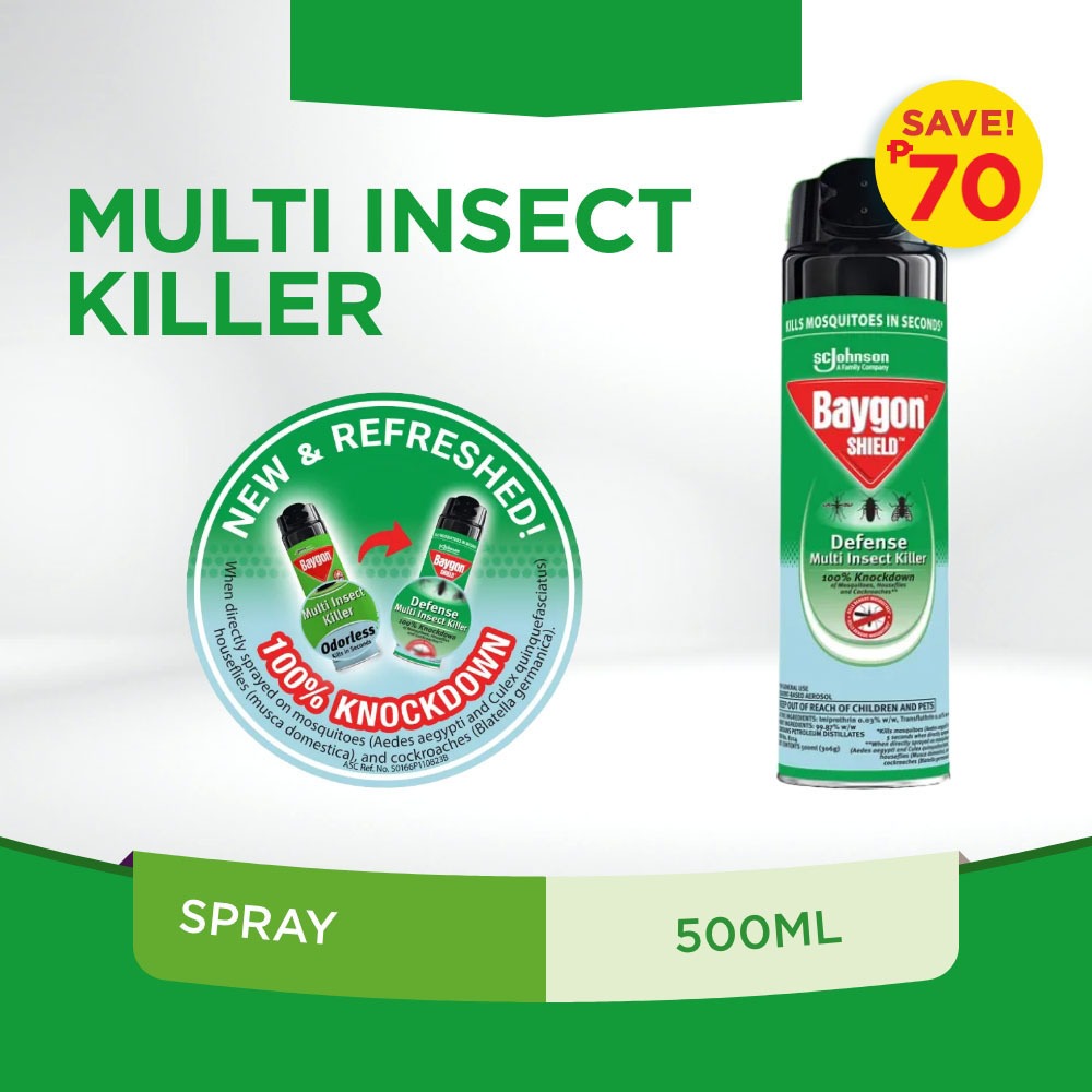 Baygon Shield Defense Multi-Insect Killer 500mL | Shopee Philippines
