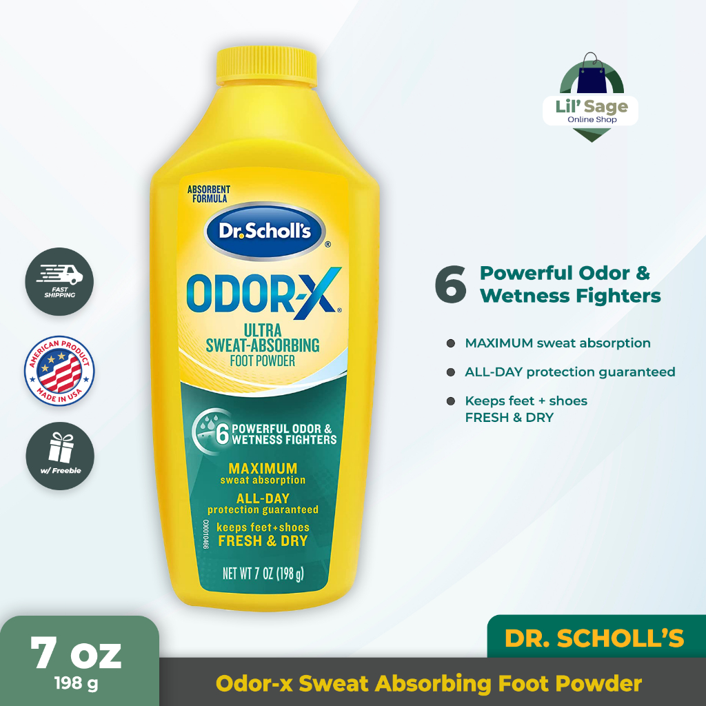 Dr. Scholl's Odor-x Sweat Absorbing Foot Powder 7 oz (198 g) | Shopee ...
