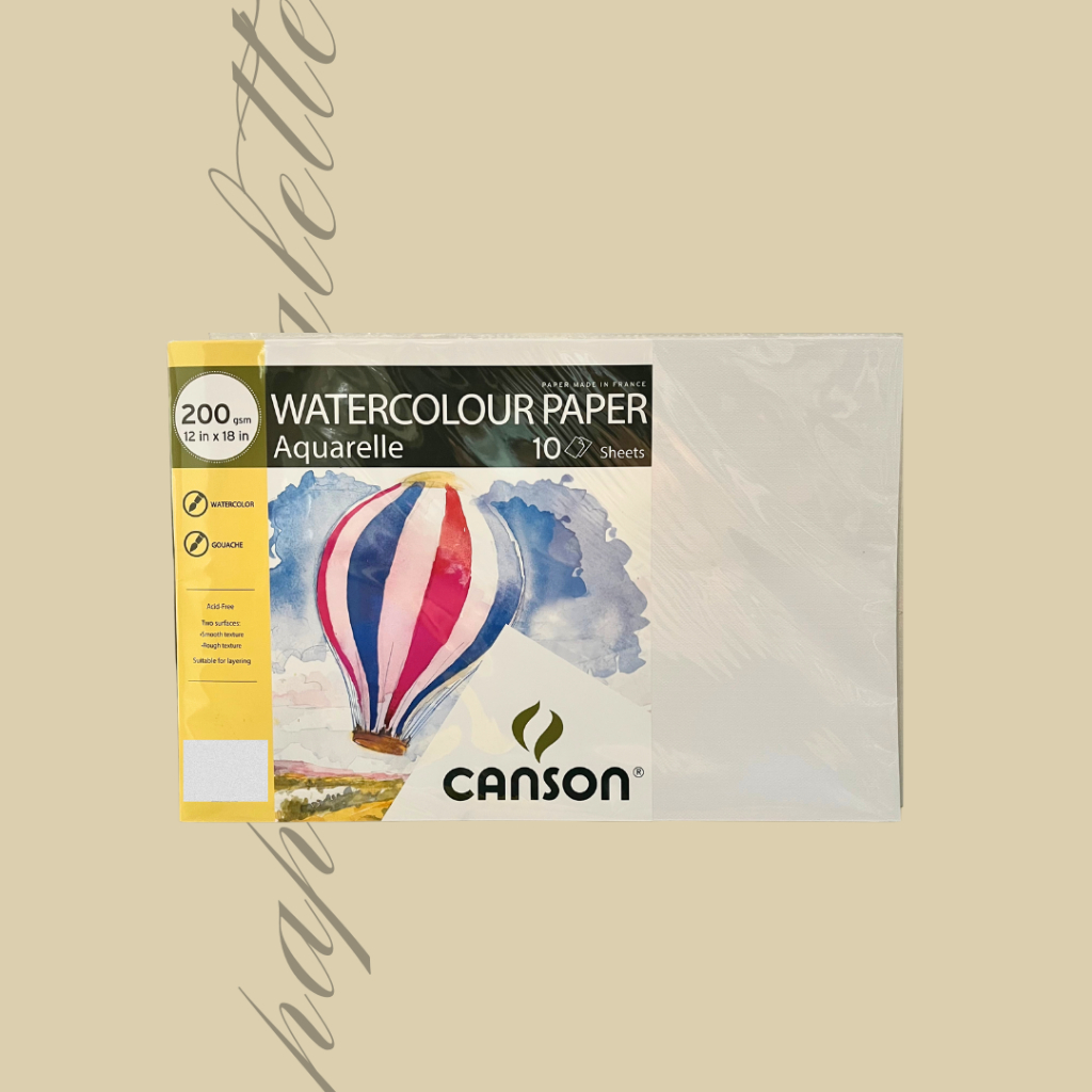 CANSON WATERCOLOUR PAPER (AQUARELLE) 12 x 18 10's, 200GSM. | Shopee ...
