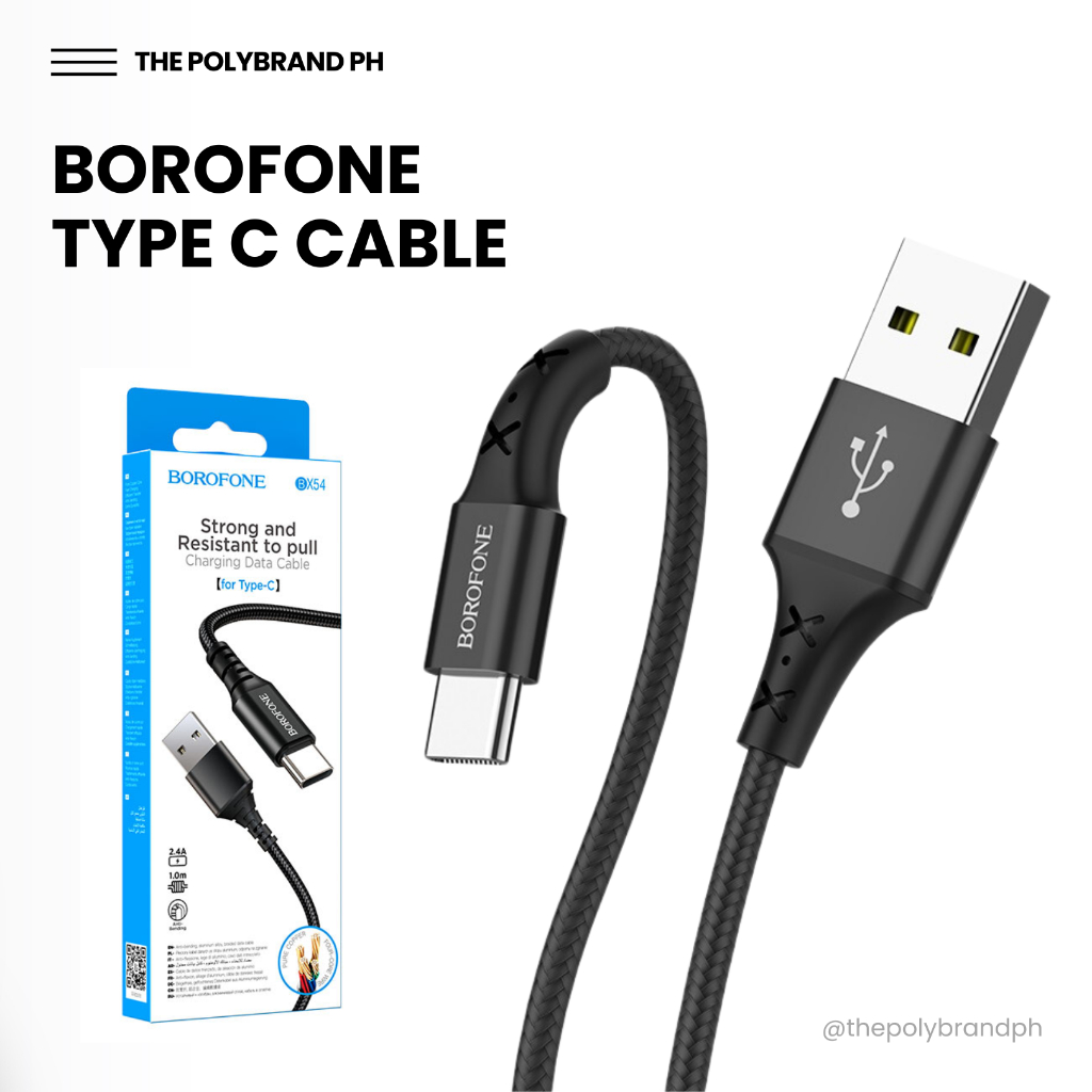Borofone Type C Data and Charging Cable - Black, 1 Meter | Shopee Philippines