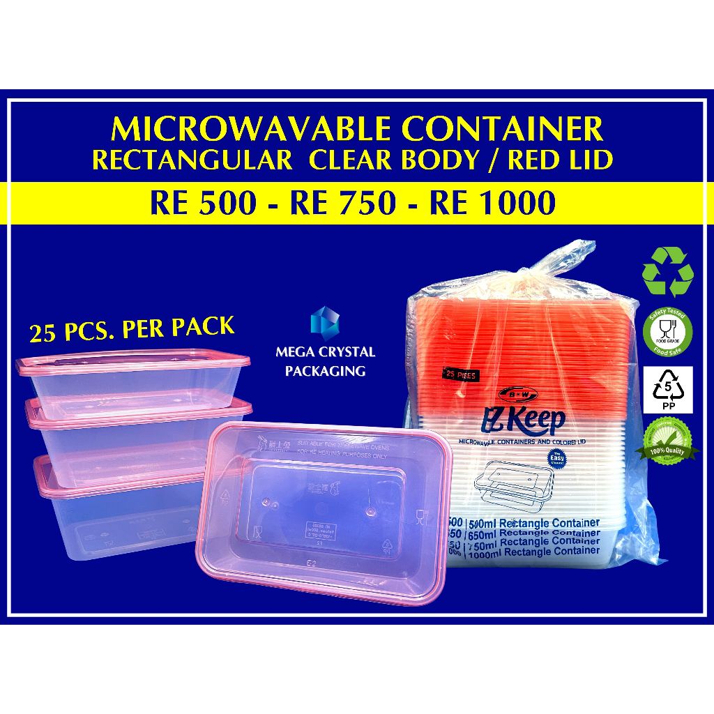 [ 25 Pcs ] Microwavable Container RE 500 / RE 750 / RE 1000 ...