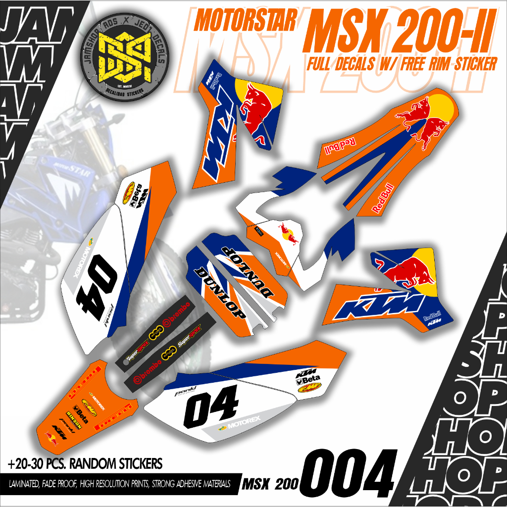 MSX 200 Motorstar Full Decals w/ FREE RIM STICKER | Shopee Philippines
