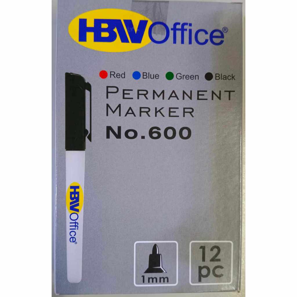 1 DZ BLACK ink HBW No. 600 PERMANENT Marker, Fine Point Tip is 1.0MM ...