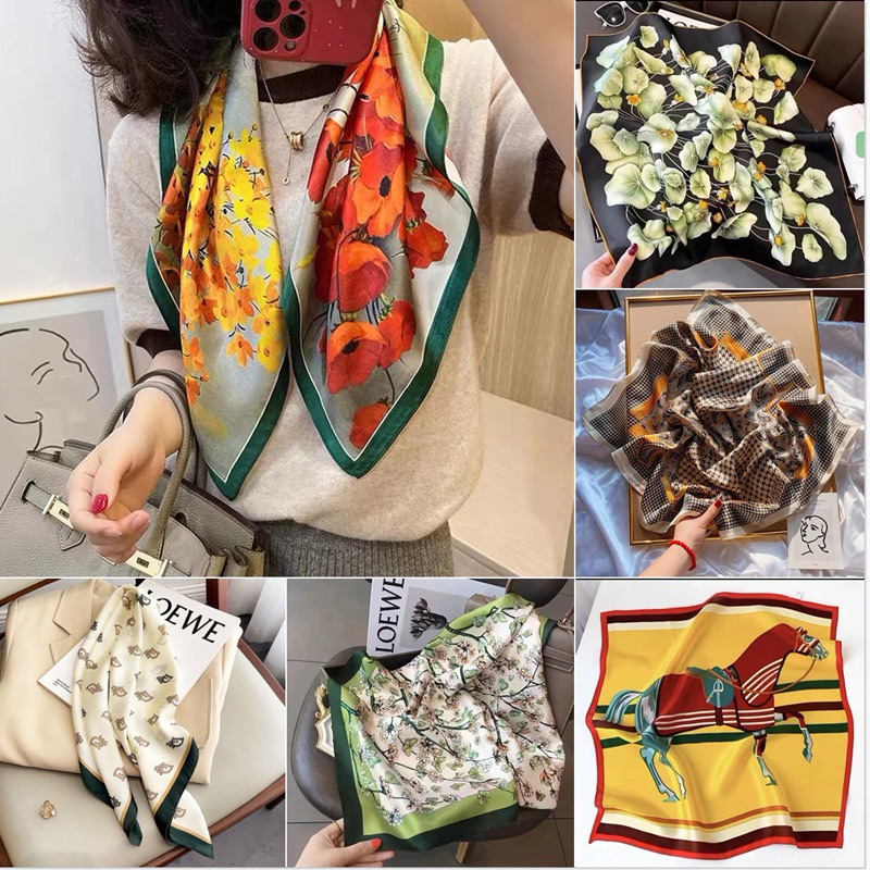 minsshop. Silk Scarf Women Print Hair Neck Square Scarves Office Ladies ...