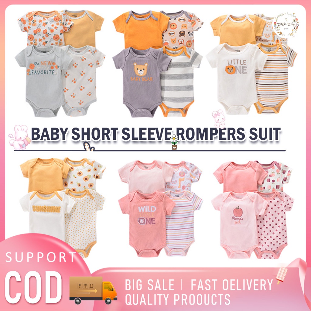CICI Baby Cute 4pcs Set Cotton Romper Bodysuits Onesie Boy Girl Clothes ...