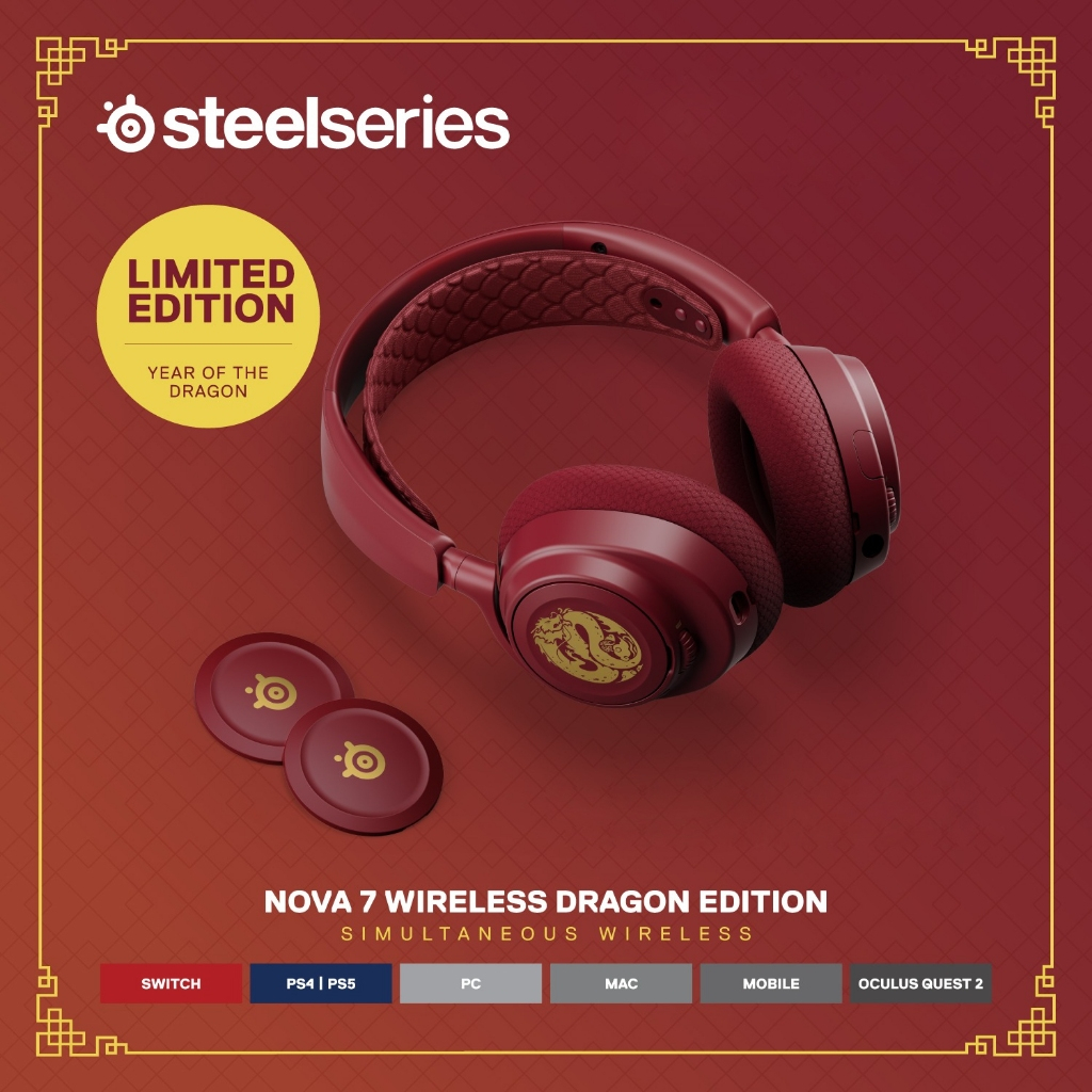 SteelSeries Arctis Nova 7 Dragon Edition Bluetooth 2.4GHz USB-C Over ...