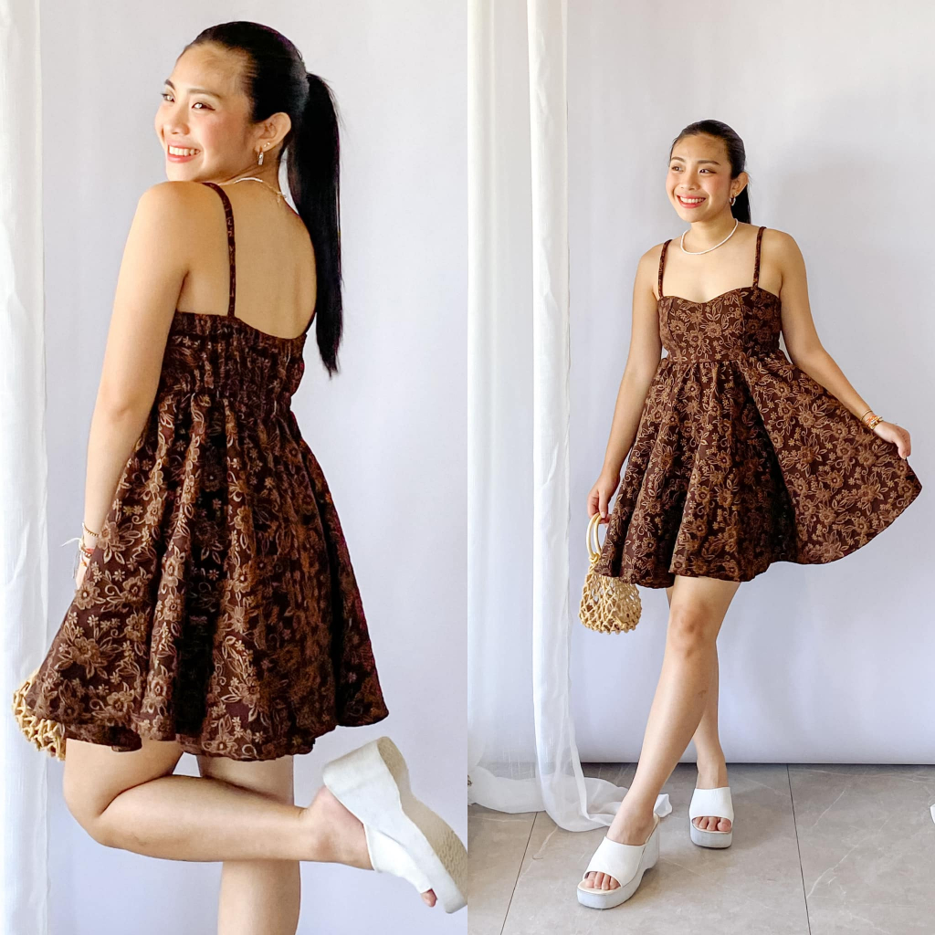 Nc Delilah Skater Dress Jacquard Brocade Fabric Shopee Philippines