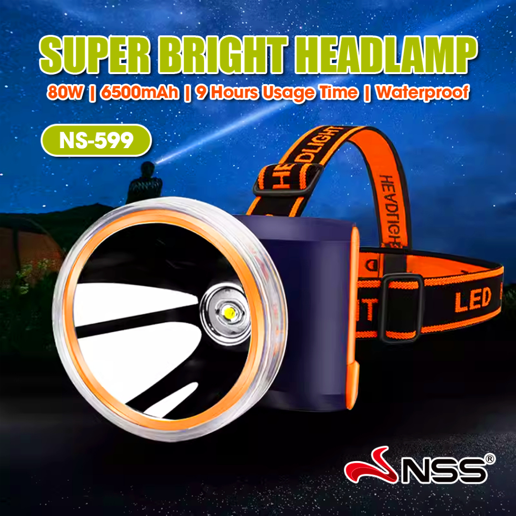 NSS Super Bright Headlamp 80W 6500mAh Waterproof Headlight Angle ...