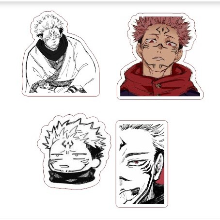 4pc/order Jujutsu Kaisen Sukuna Set C Emoji Waterproof Sticker Matte ...