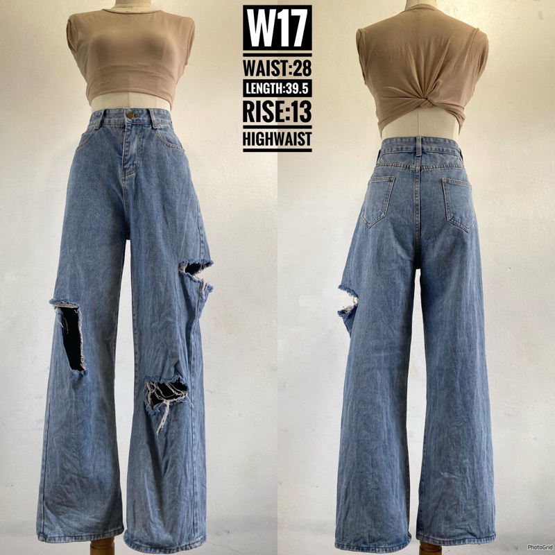 2 Wideleg pants, baggy pants, mom jeans, tattered jeans,etc. | Shopee ...