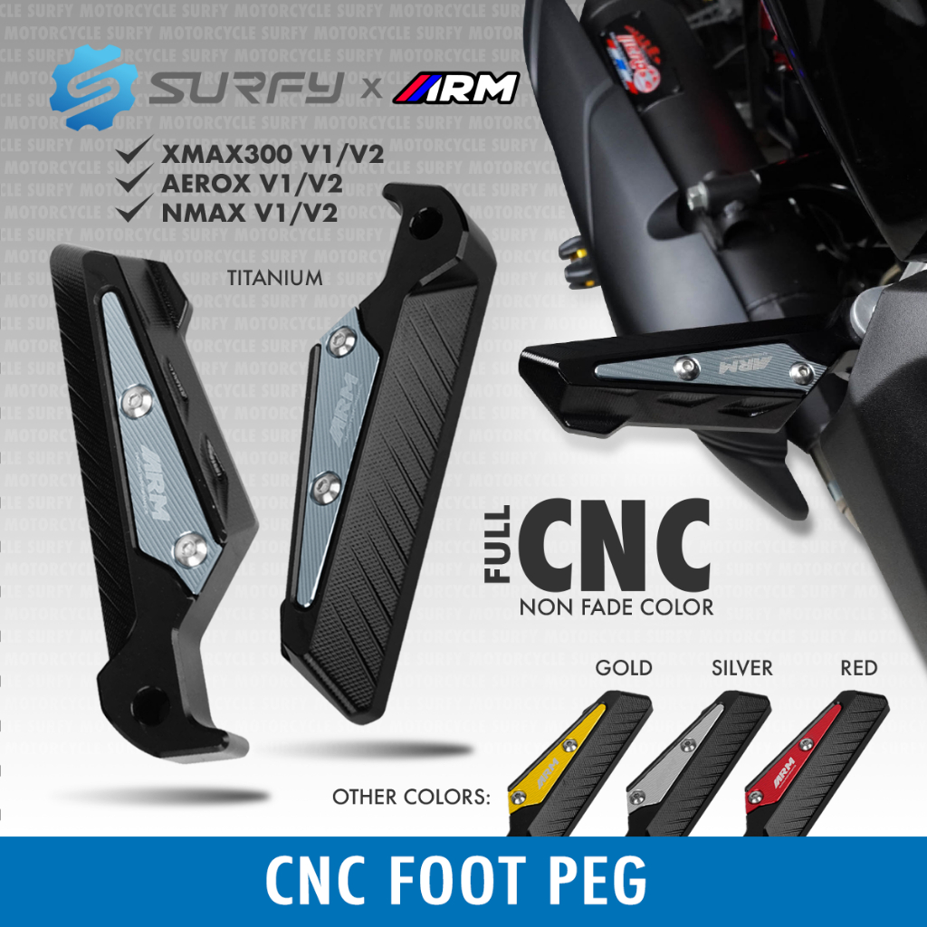 ARM CNC Passenger Footrest For Nmax Aerox v1&v2 Rear Pedal Anti-Slip 2 ...