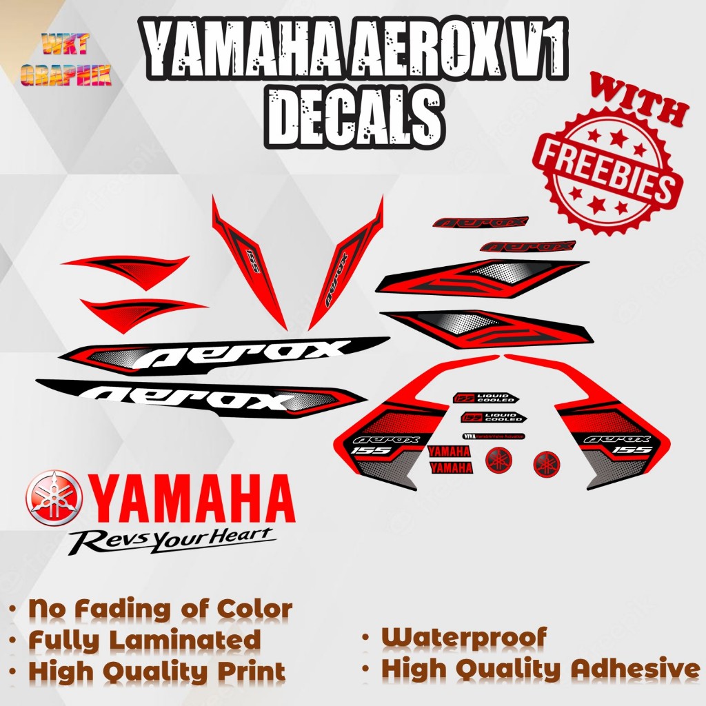 YAMAHA AEROX V1 CUSTOM STOCK DECALS (WATERPROOF, NO FADE, FULLY ...