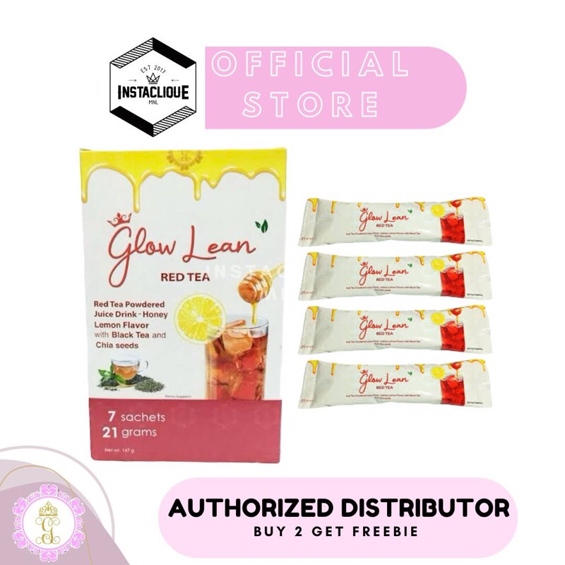 Glow Lean Red Tea Powdered Juice Drink - Honey Lemon Flavor with Black ...