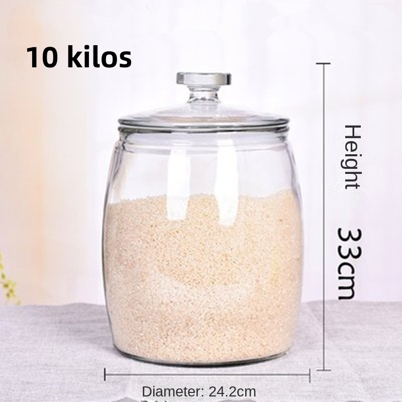 Rice dispenser 10kg glass jar with lid/airtight container food storage ...