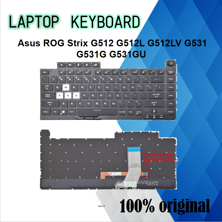 RGB Backlit Keyboard For Asus ROG Strix G512 G512L G512LV G531 G531G ...