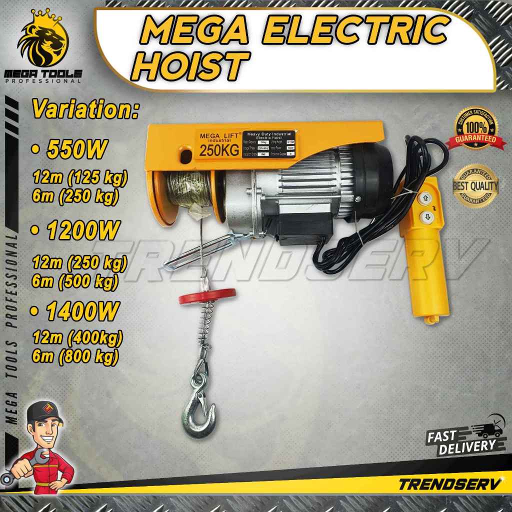 MEGA Industrial Electric Hoist 550w 250kg HEAVY DUTY MEH250 | Shopee ...