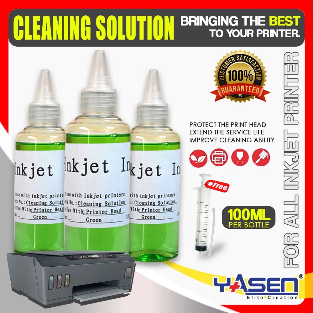 YASEN Cleaning Solution for Inkjet Printer with Syringe | Shopee ...
