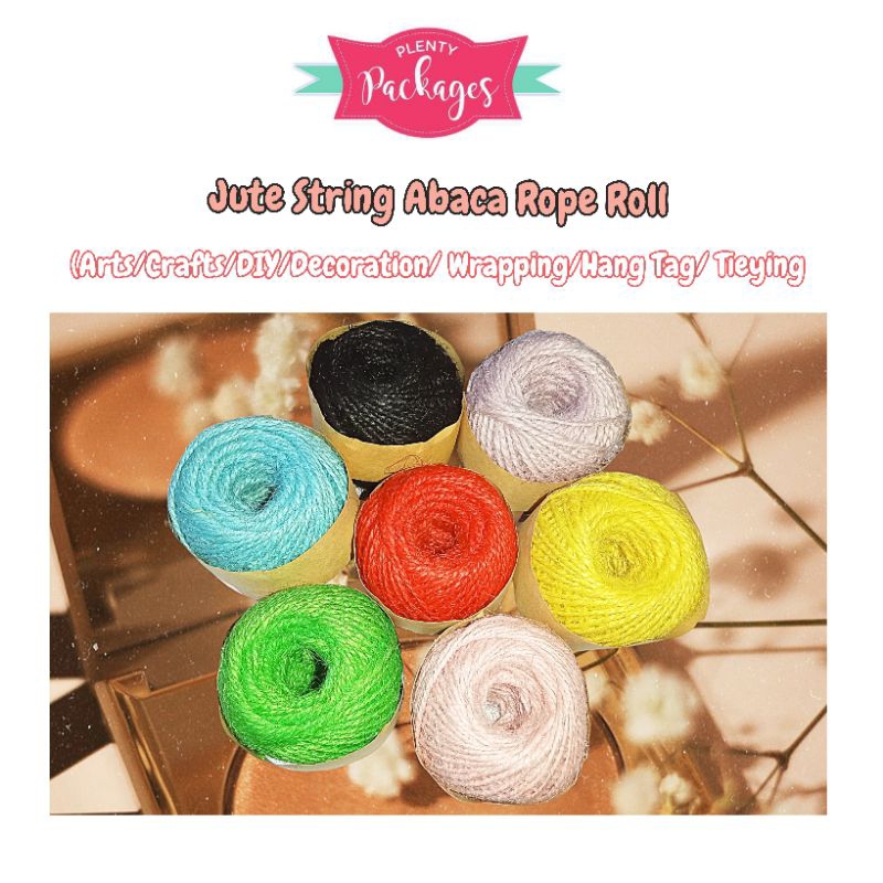 Jute String Abaca Roll Twisted Rope Colored 50 Yards (Arts/Crafts/DIY ...