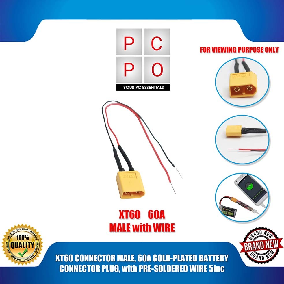 PC PO XT60 CONNECTOR MALE, 60A GOLD-PLATED BATTERY CONNECTOR PLUG, with ...