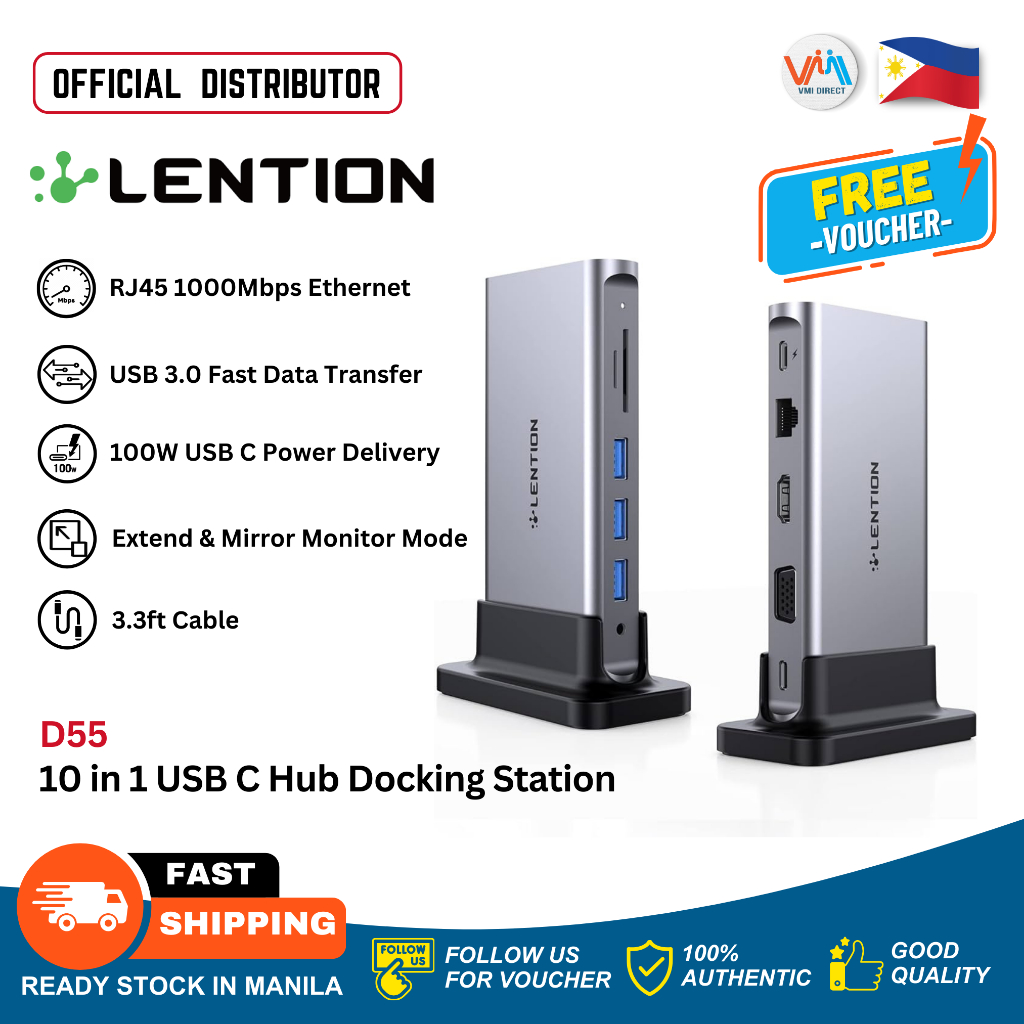 LENTION D55 10 in 1 USB C Docking Station for USB C Tablets and Phone 3 ...
