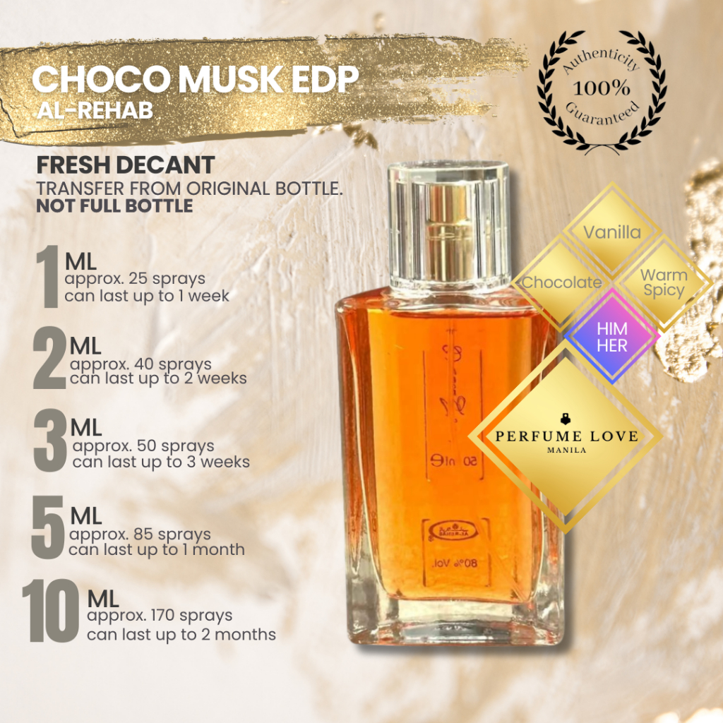 PERFUME DECANT Al rehab Choco Musk 1ml 2ml 3ml 5ml | Shopee Philippines