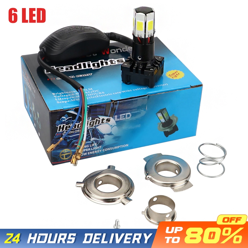 Motorcycle Universal 6LED Headlight White Alloy Material Universal ...