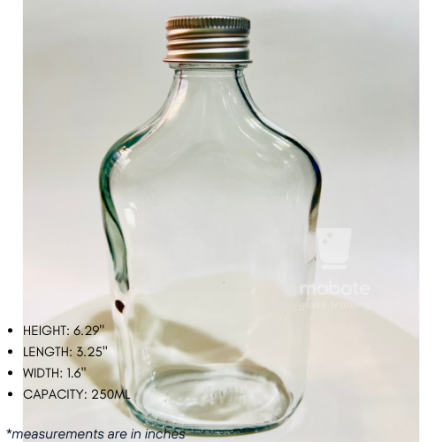 250ML Regular Flat Glass Bottle (Lapad Tanduay) Size on photo with Silver Cap | Shopee Philippines