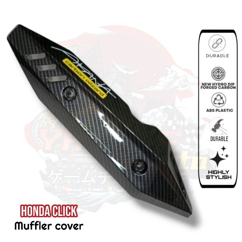 Honda click v2 & v3 muffler cover hydro dip carbon glossy finish abs ...