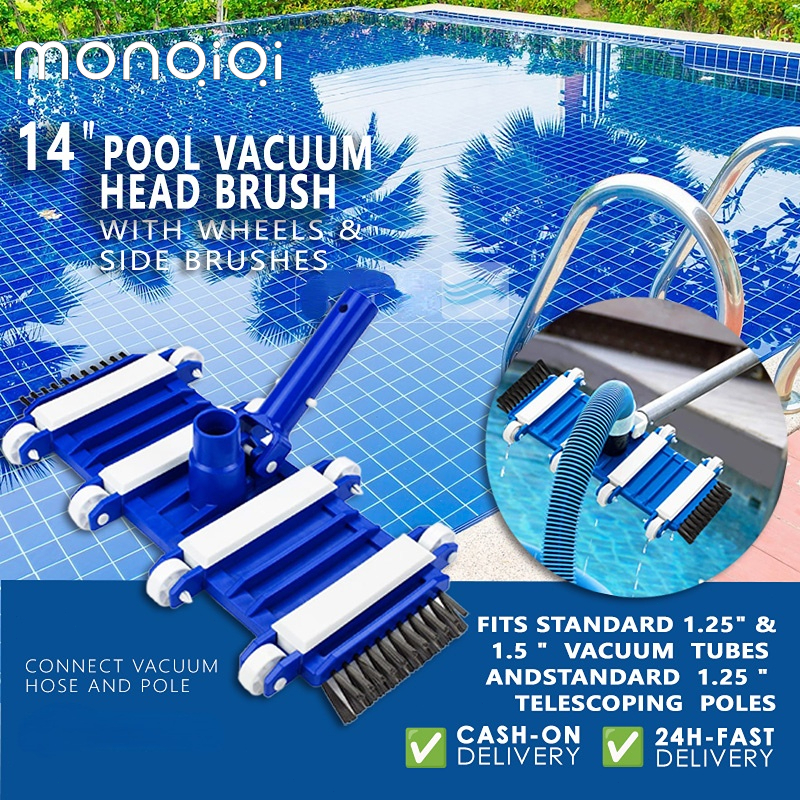 Manual Pool Sweeper Concrete Pool Vacuum Head With Wheels & Side ...