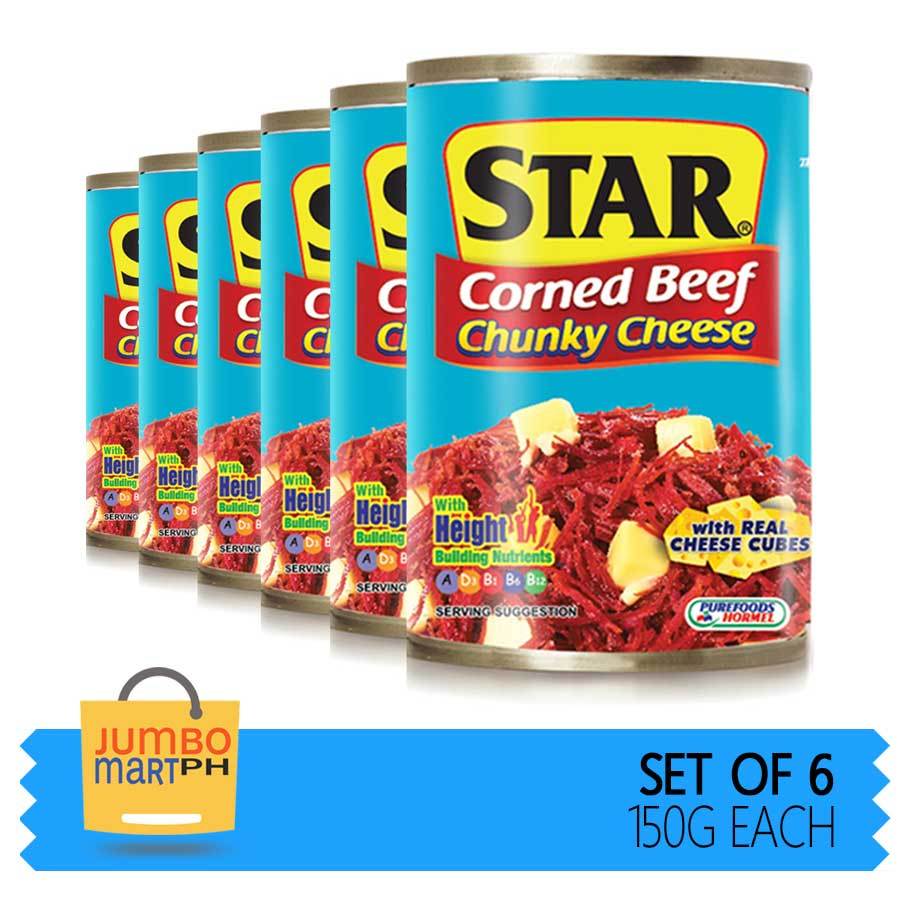 PUREFOODS STAR CHUNKY CHEESE CORNED BEEF 150G / SET OF 6 | Shopee ...
