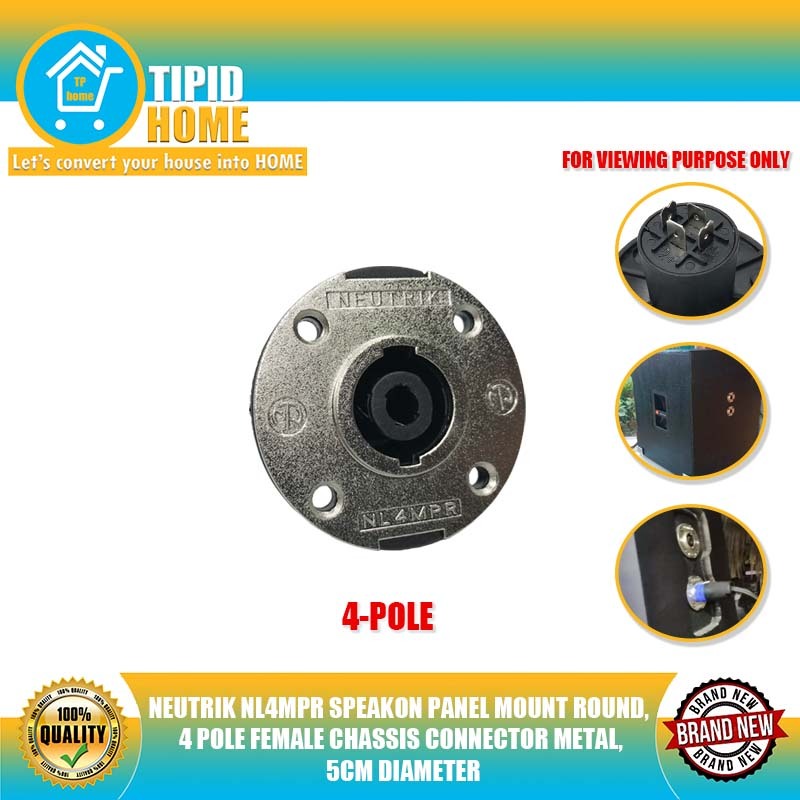 NEUTRIK NL4MPR SPEAKON PANEL MOUNT ROUND, 4 POLE FEMALE CHASSIS ...