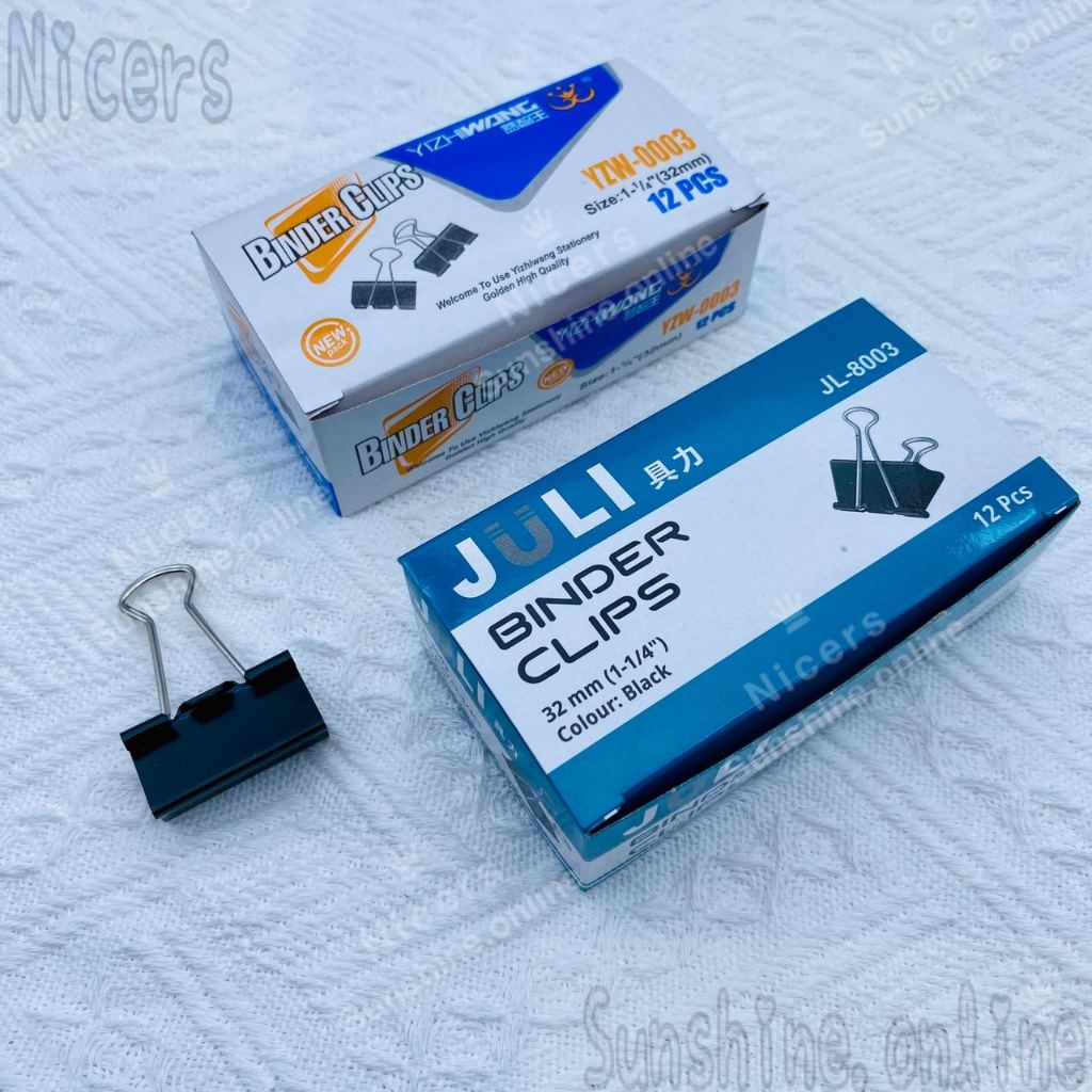 12pcs per Box Binder Clips 19MM 25MM 32MM 41MM 51MM | Shopee Philippines