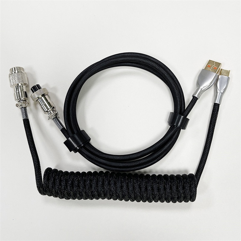 Coiled Cable Type‑C Braided Aviator Connector – Detachable, Springy ...