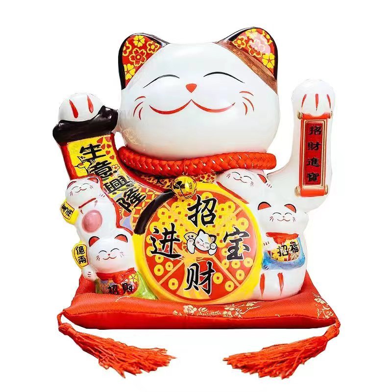 EnergyPower Electric Maneki waving Cat, White Porcelain Battery home ...