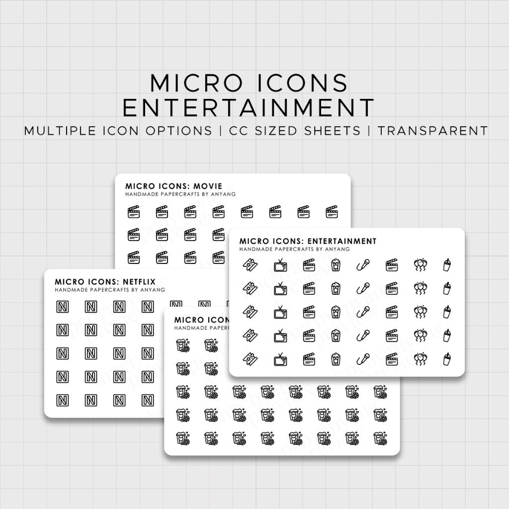ENTERTAINMENT | MICRO ICONS | Minimal + Functional Stickers for your ...