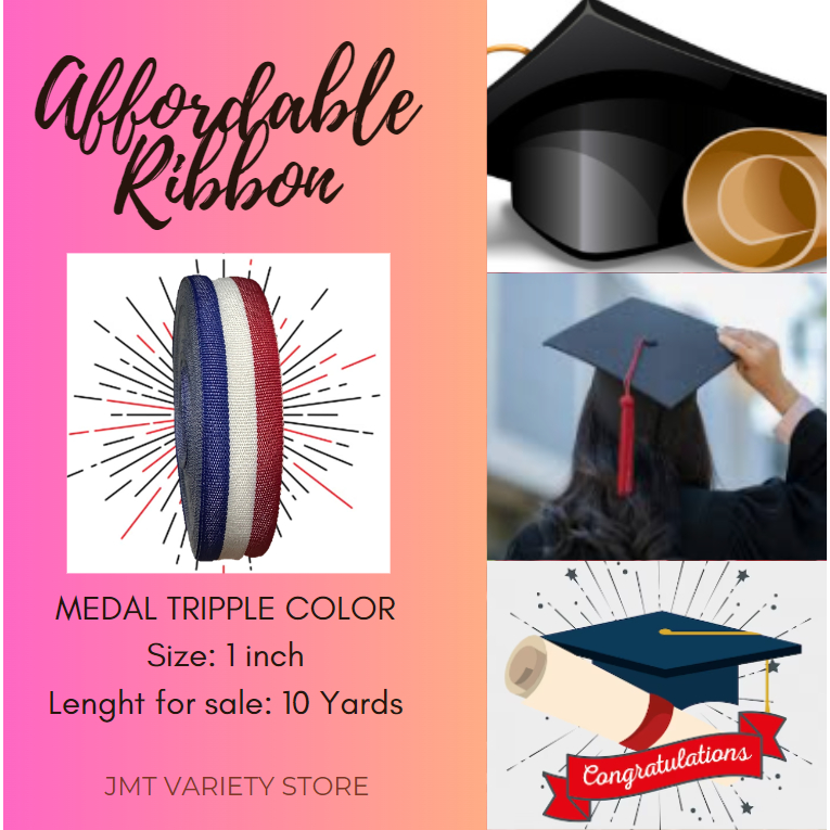 1 inch Medal Three Color Ribbon Lace Tricolor Red, White, Blue Award ...