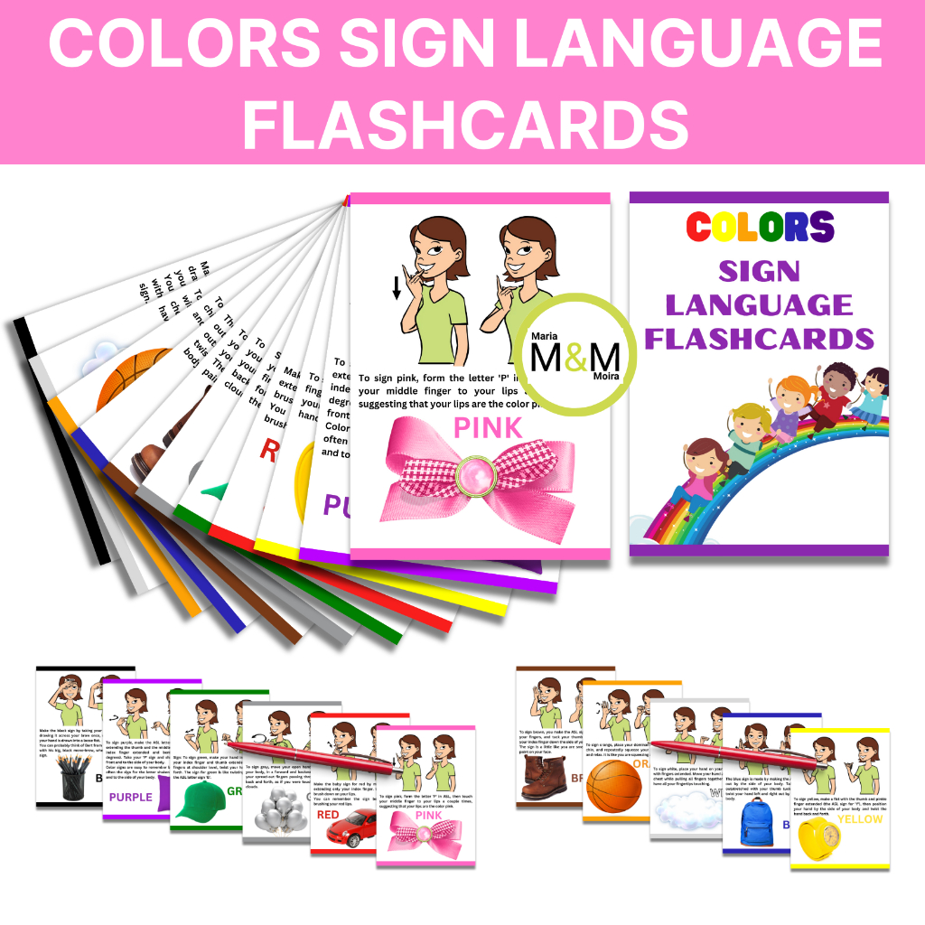 COLORS Sign Language Laminated Flashcards, ALS American Sign Language ...