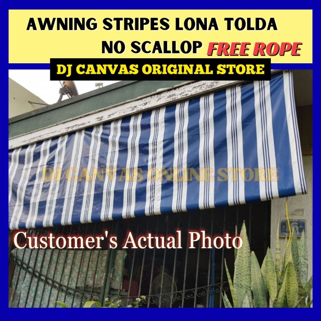 (6ftt x 8ft )AWNING CANOPY TRAPAL LONA STRIPES WITH NO SCALLOP DESIGN ...