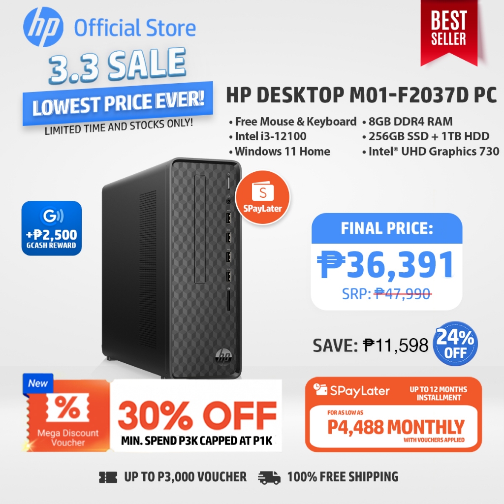 HP Desktop PC Dark Black INTEL i3/i5 8GB RAM 256/512GB SSD & 1TB HDD ...