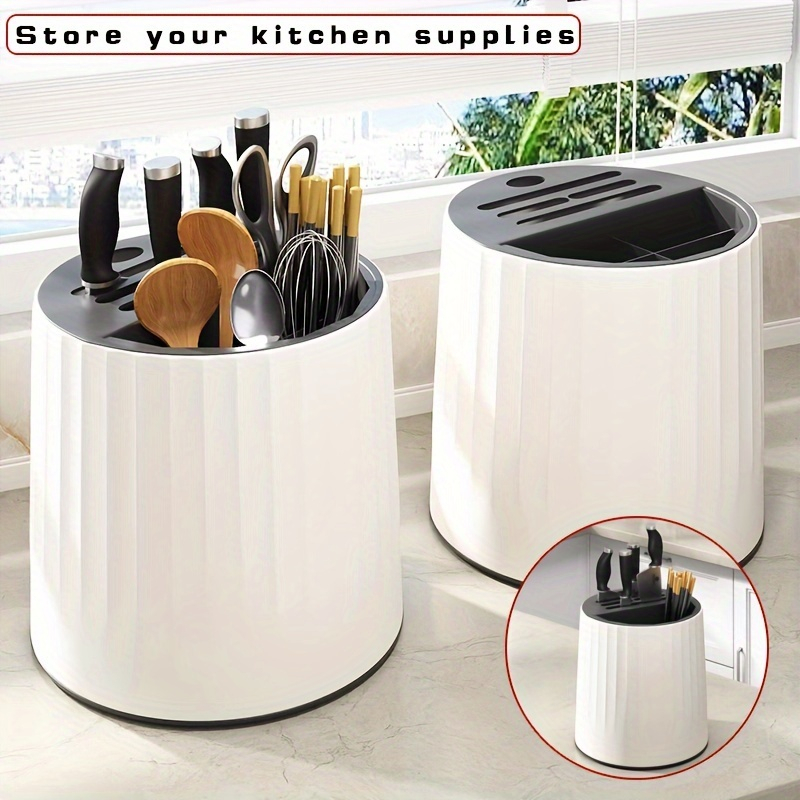 Multifunctional kitchen knife holder 360 degree rotating chopstick cage cutlery storage box ...
