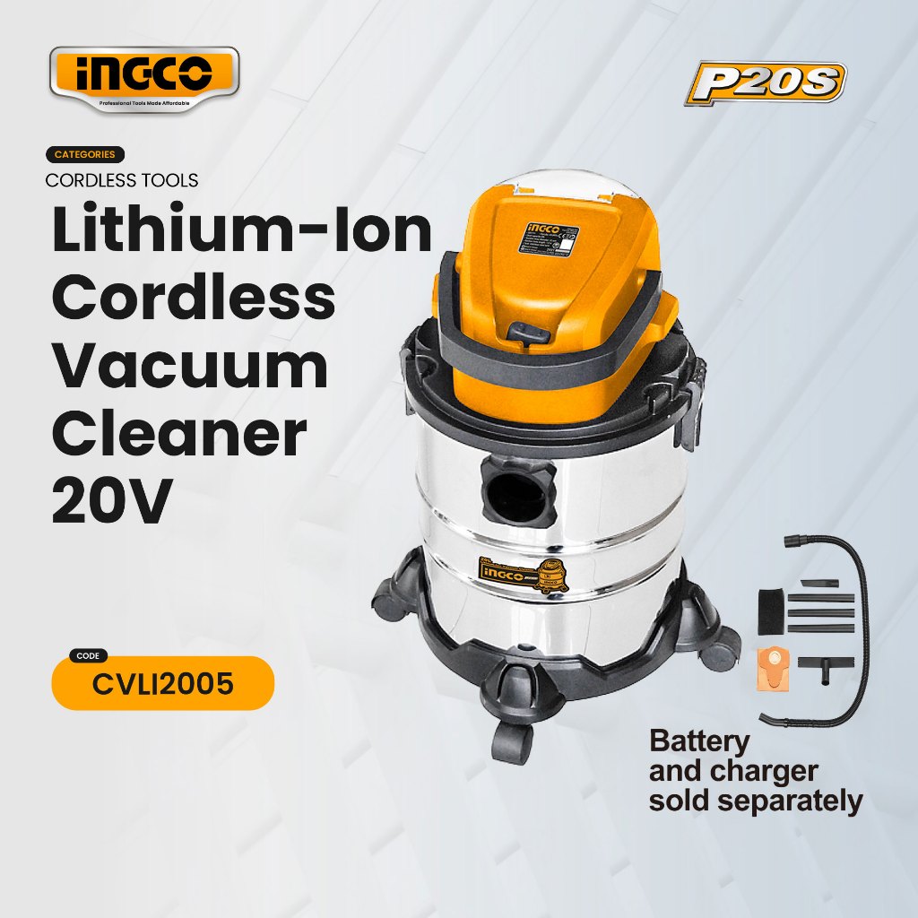 Ingco 20V Lithium-Ion Cordless Vacuum Cleaner P20S POWERSHARE CVLI2005E ...